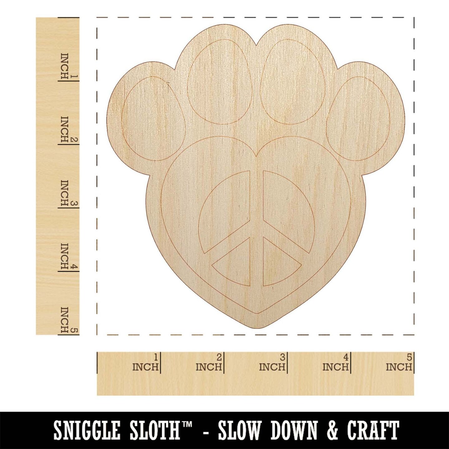 Paw Print Dog Cat Heart Peace Sign Unfinished Wood Shape Piece Cutout ...