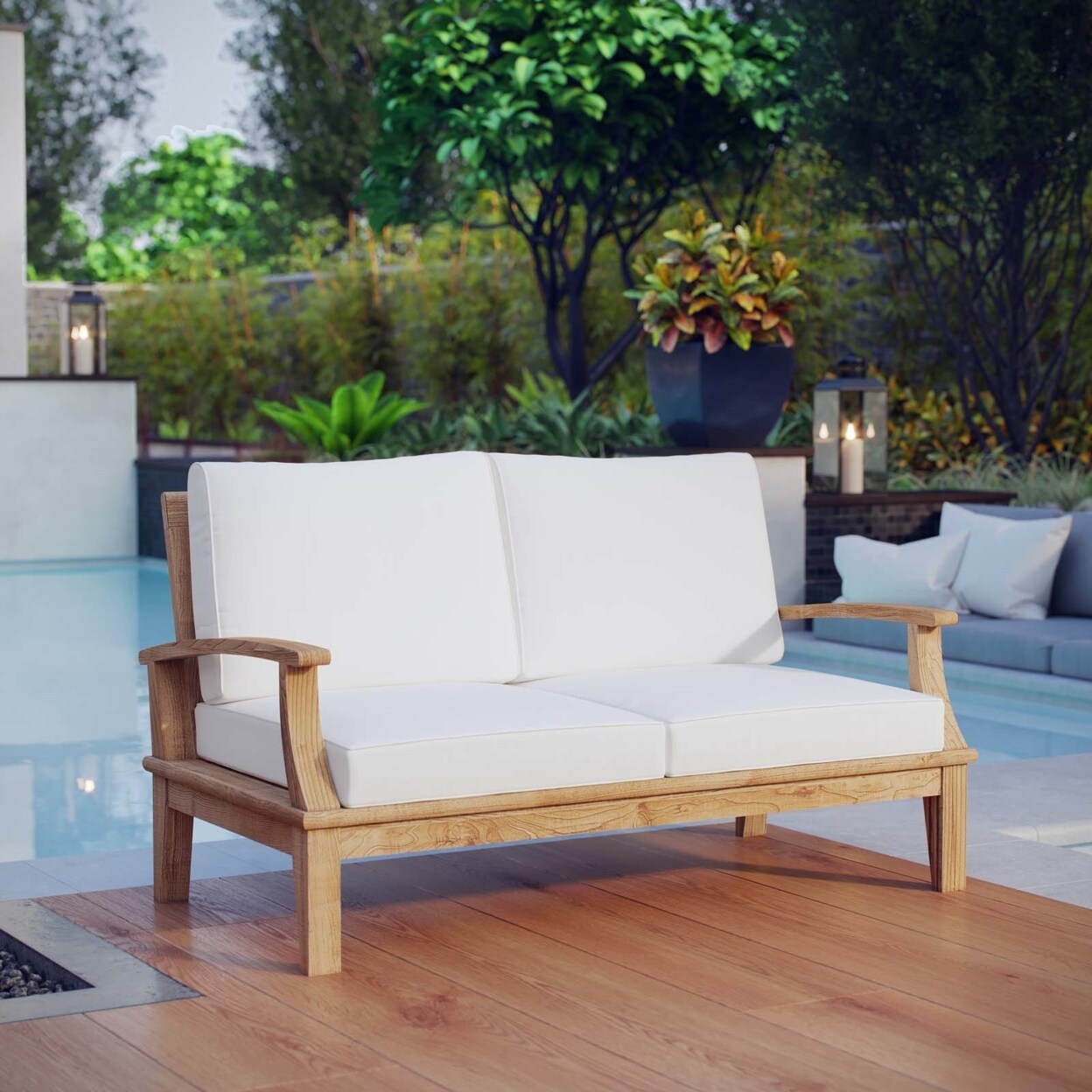 Modway Marina Outdoor Patio Teak Loveseat-EEI-1144, Color: Brown, Size ...