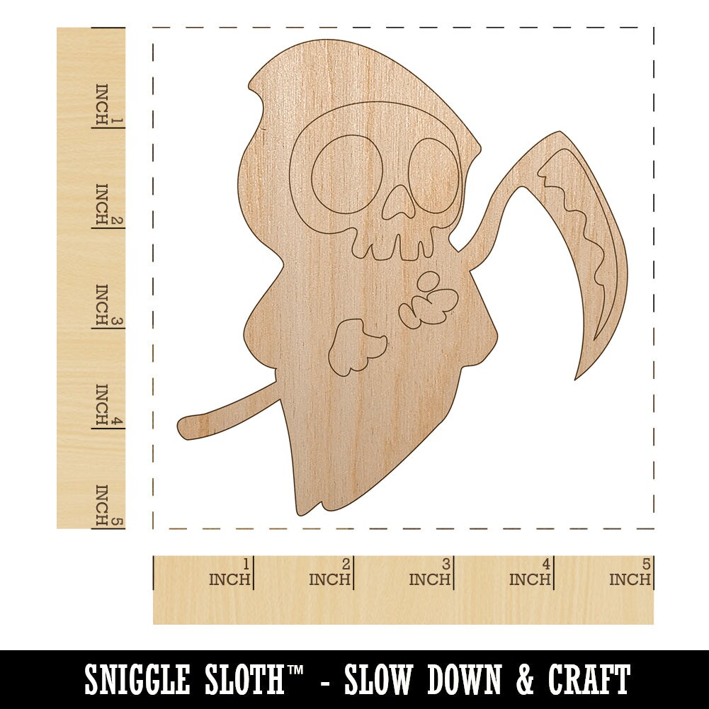Cute Grim Reaper Death Halloween Unfinished Wood Shape Piece Cutout for ...