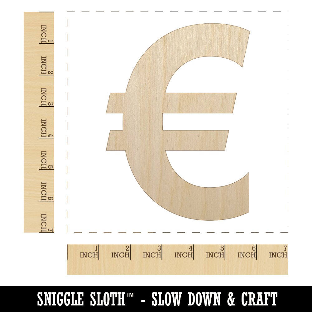 Euro Symbol Unfinished Wood Shape Piece Cutout for DIY Craft Projects ...