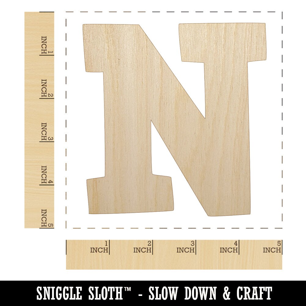 Letter N Uppercase Fun Bold Font Unfinished Wood Shape Piece Cutout for ...