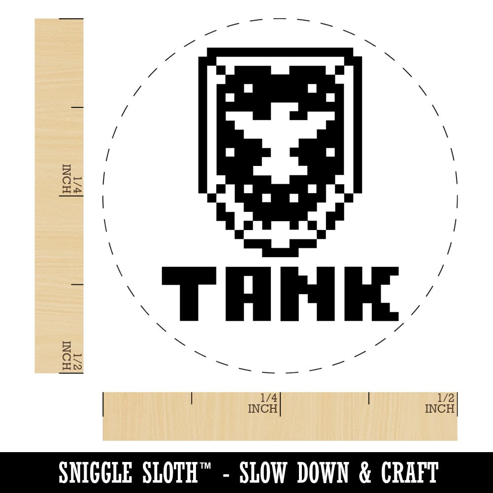 Pixel RPG Tank Warrior Shield Self-Inking Rubber Stamp for Stamping ...