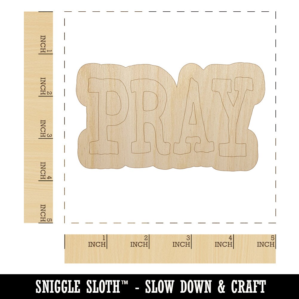 Pray Fun Text Unfinished Wood Shape Piece Cutout for DIY Craft Projects ...