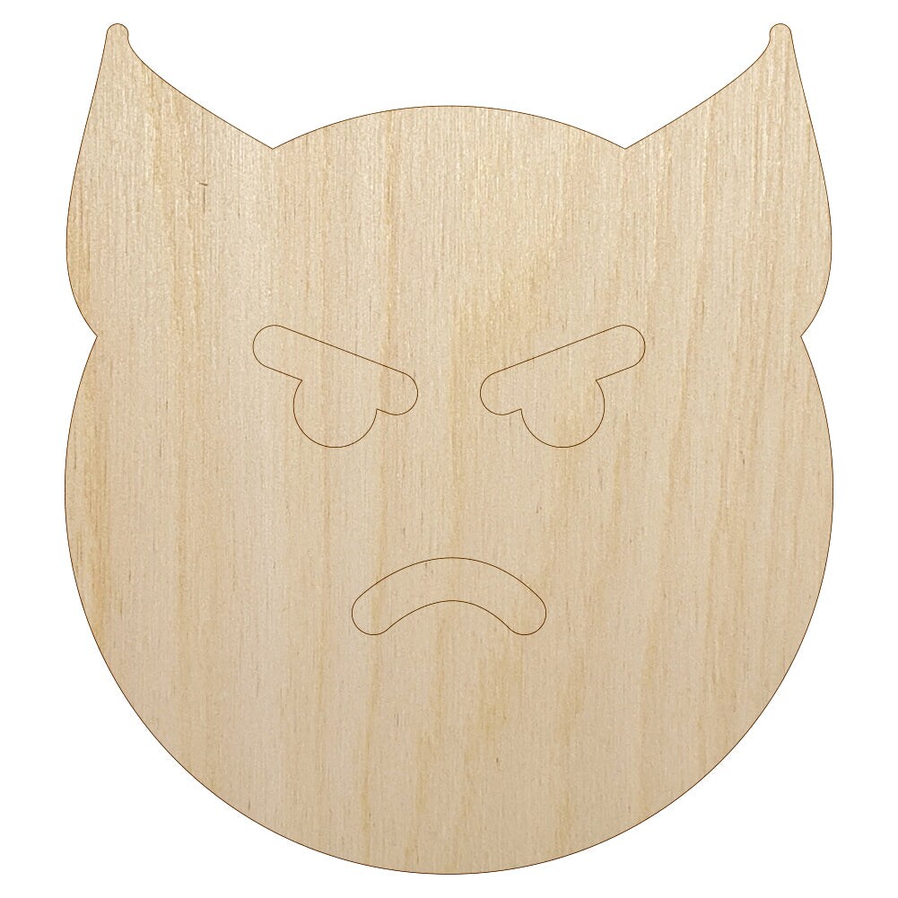 Angry Devil Face Emoticon Unfinished Wood Shape Piece Cutout for DIY ...