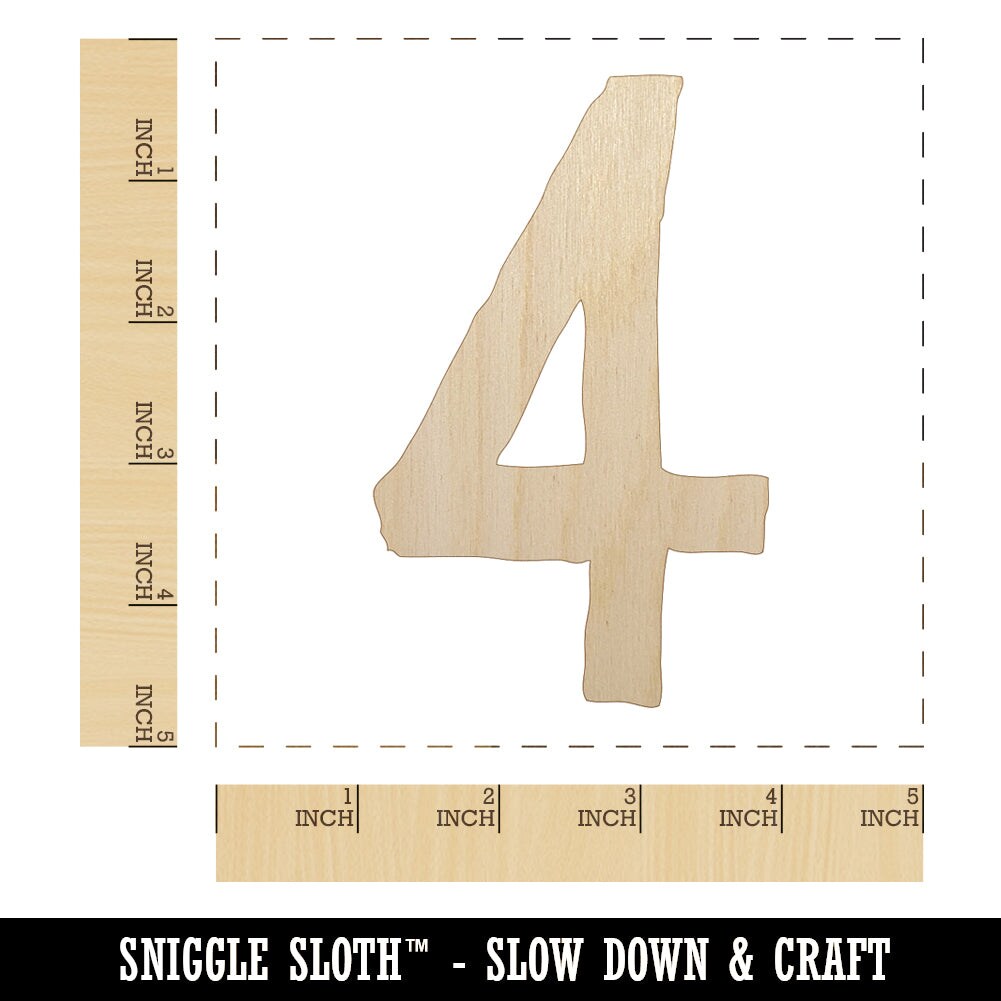 Number 4 Four Cute Typewriter Font Unfinished Wood Shape Piece Cutout ...