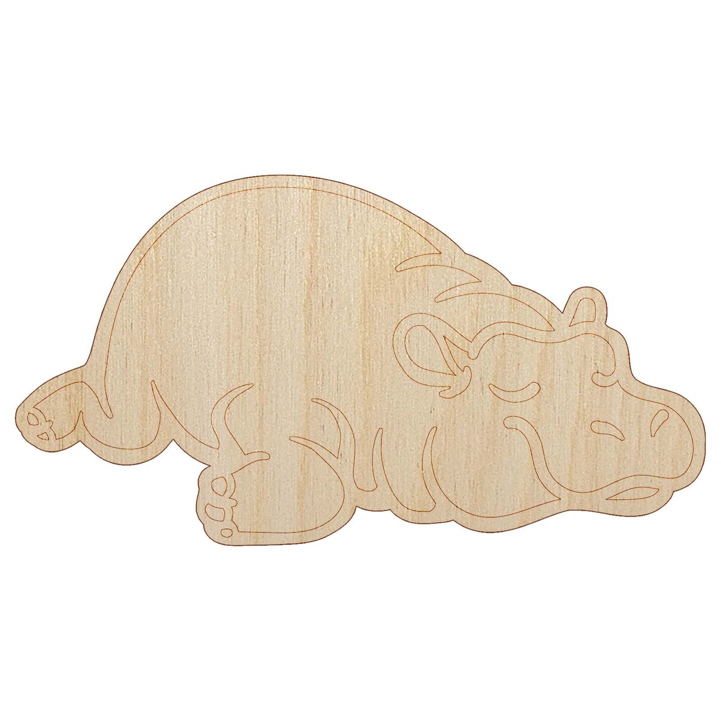Lazy Hippo Hippopotamus Cute Unfinished Wood Shape Piece Cutout for DIY ...