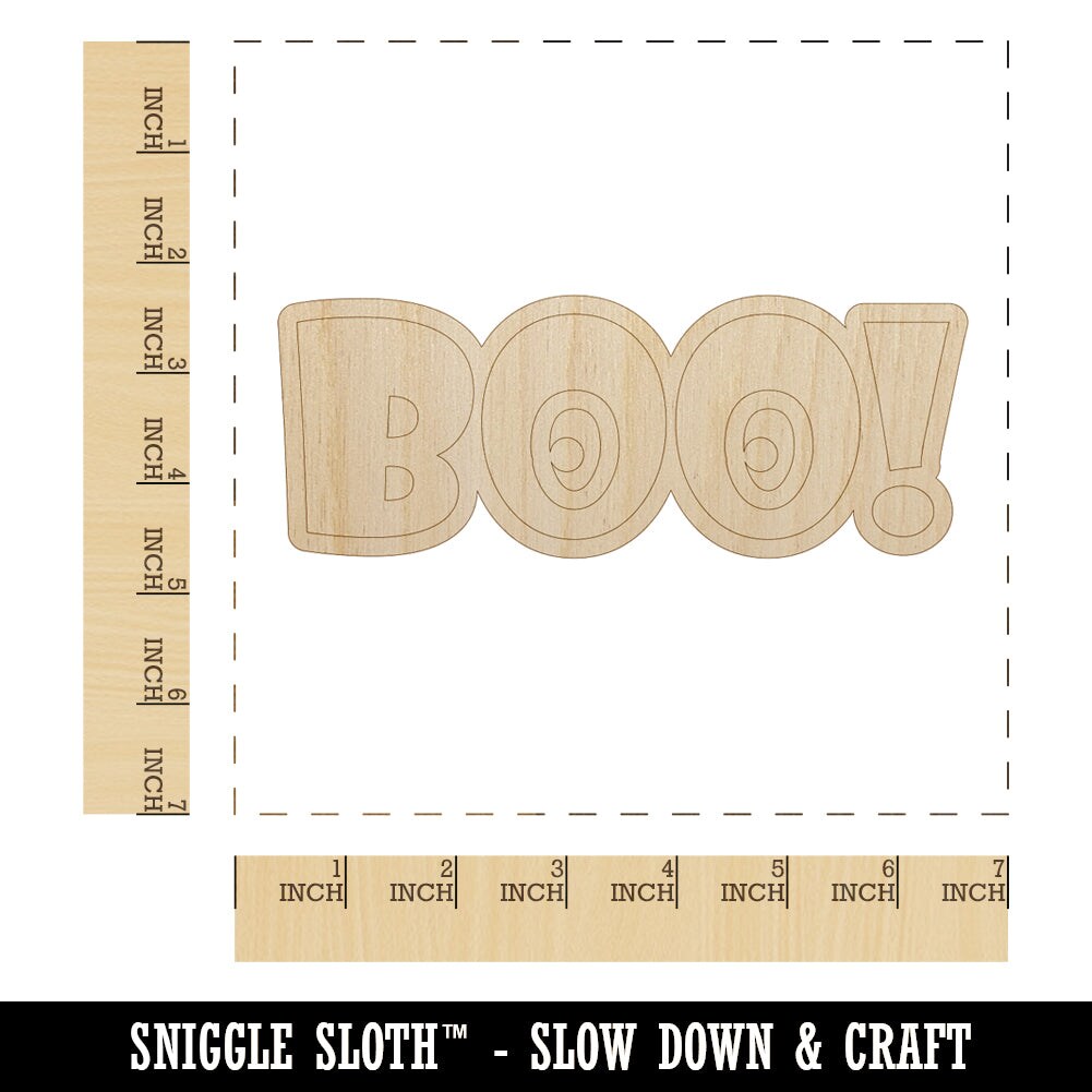 Boo with Eyes Halloween Fun Text Unfinished Wood Shape Piece Cutout for ...