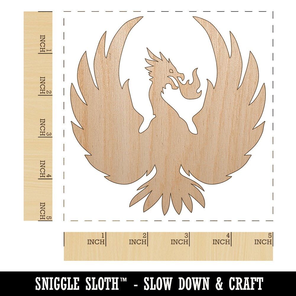 Fire Phoenix Bird Rising Unfinished Wood Shape Piece Cutout for DIY ...