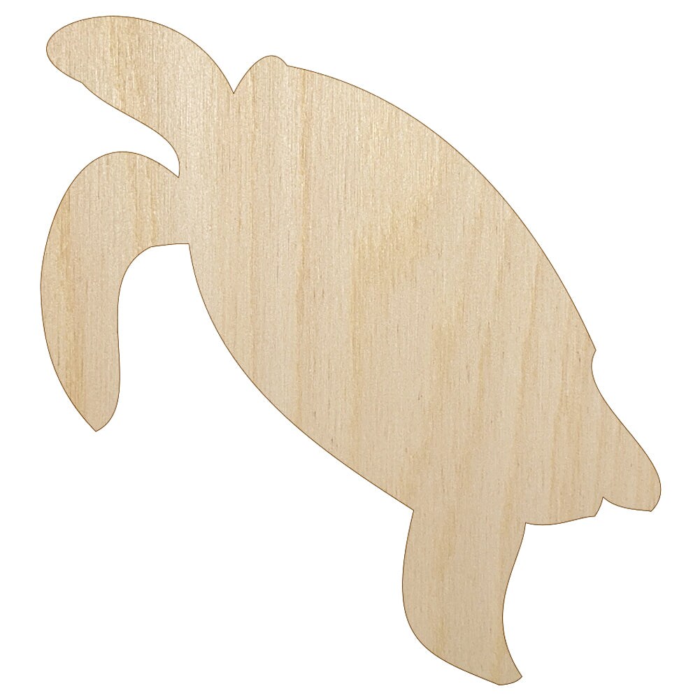 Turtle Swimming Solid Unfinished Wood Shape Piece Cutout for DIY Craft ...