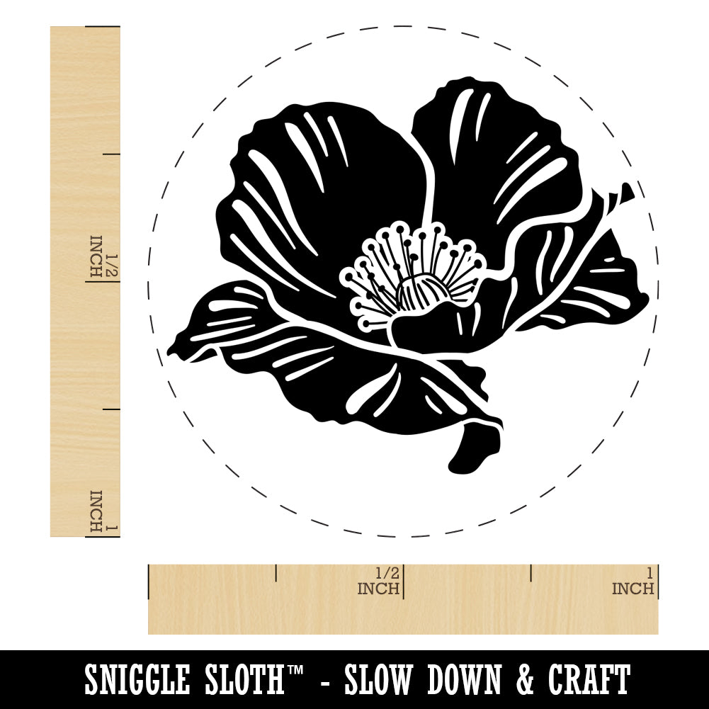 Pretty Poppy Flower Self-Inking Rubber Stamp for Stamping Crafting ...