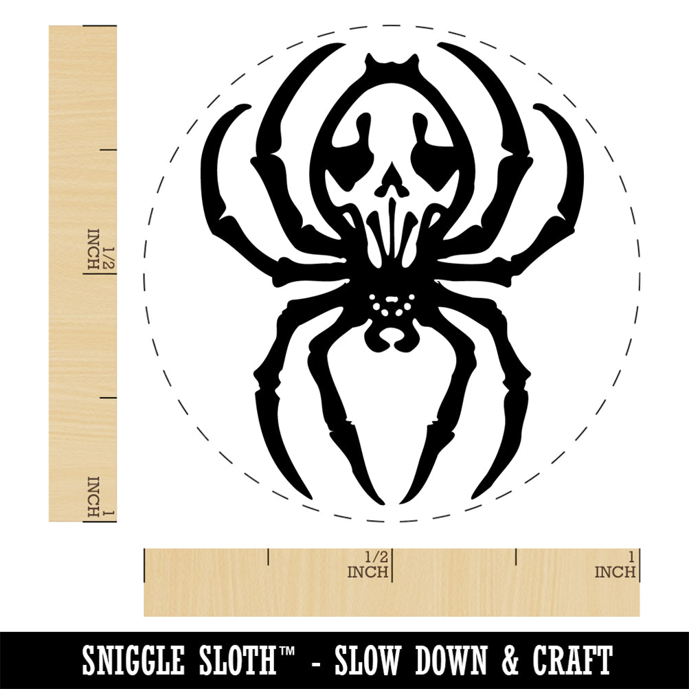 Spooky Spider with Skeleton Skull Markings Self-Inking Rubber Stamp Ink ...