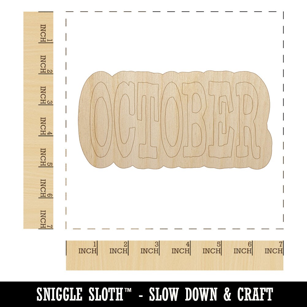 October Month Calendar Fun Text Unfinished Wood Shape Piece Cutout for ...