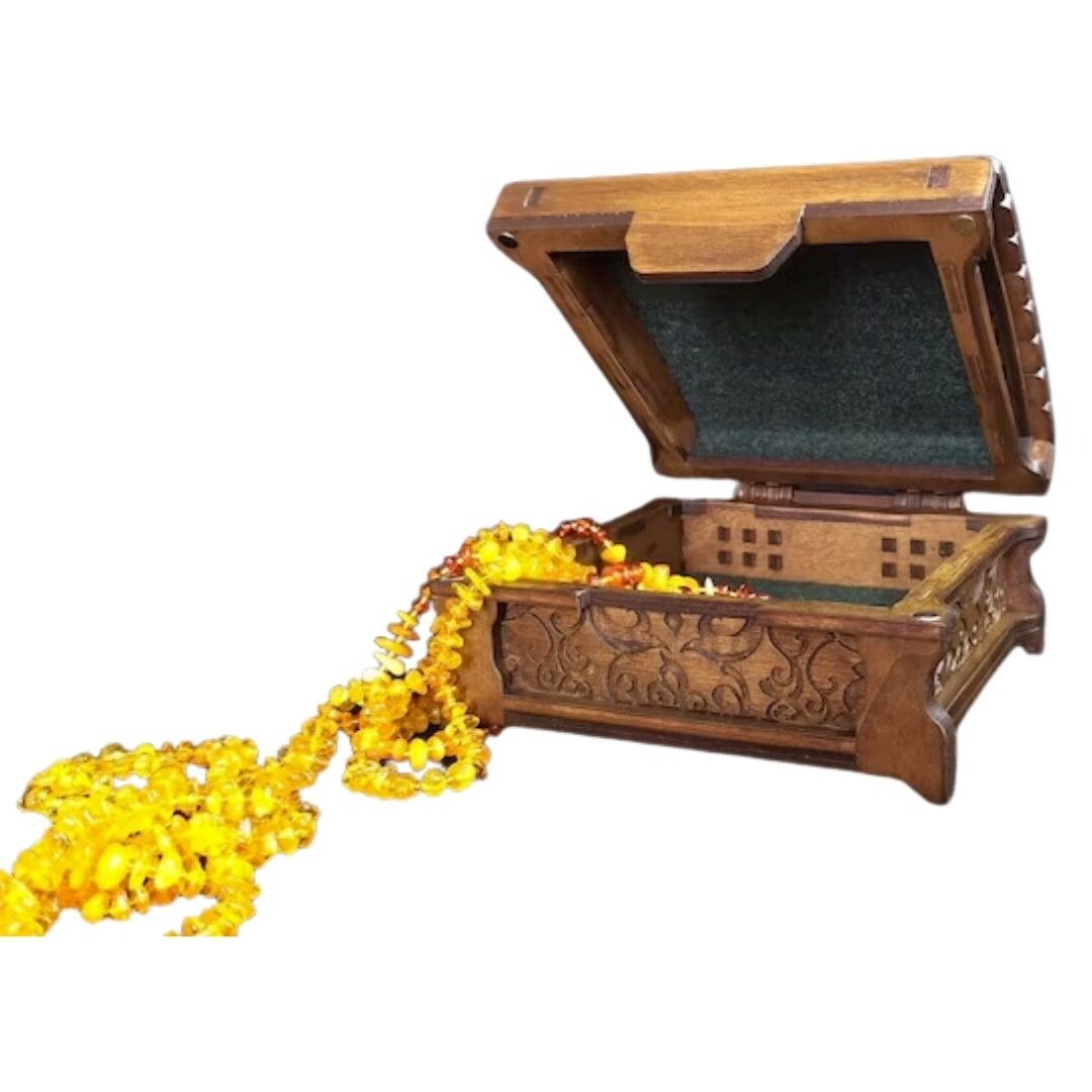 Urbalabs Wooden Treasure Chest Style Jewelry Box Dice Holder Money Box Wood Medieval Box ...
