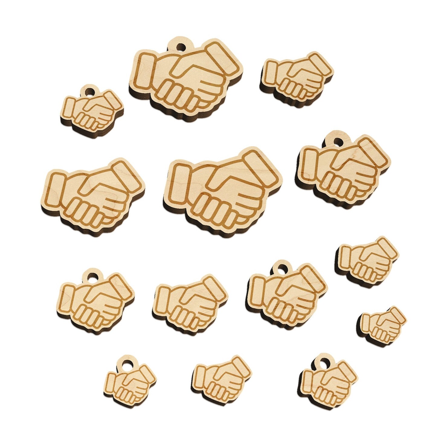 Shaking Hands Agreement Icon Mini Wood Shape Charms Jewelry DIY Craft ...