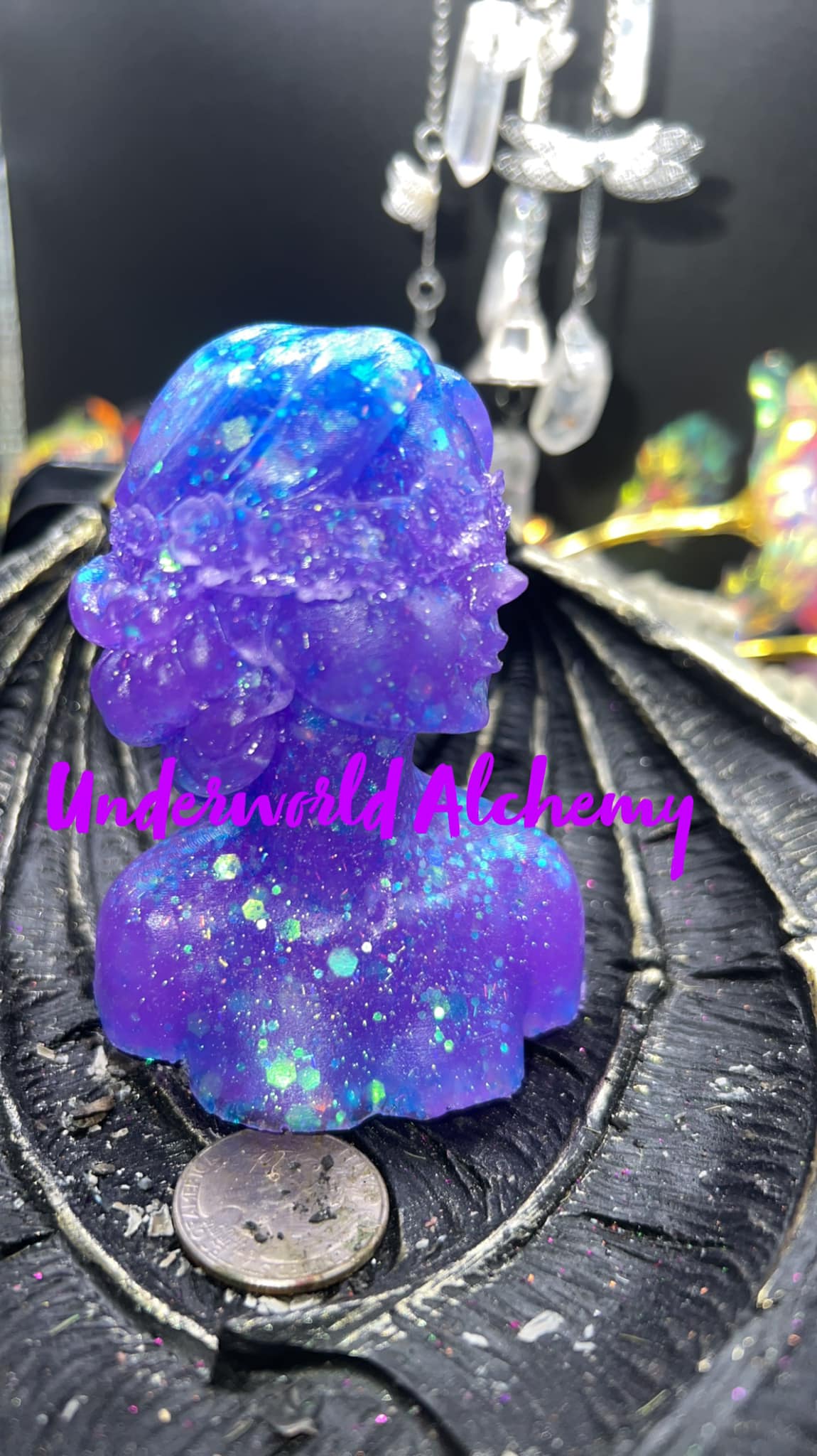 Handmade Seer Oracle of Delphi bust statue 86mm goddess purple glow in ...