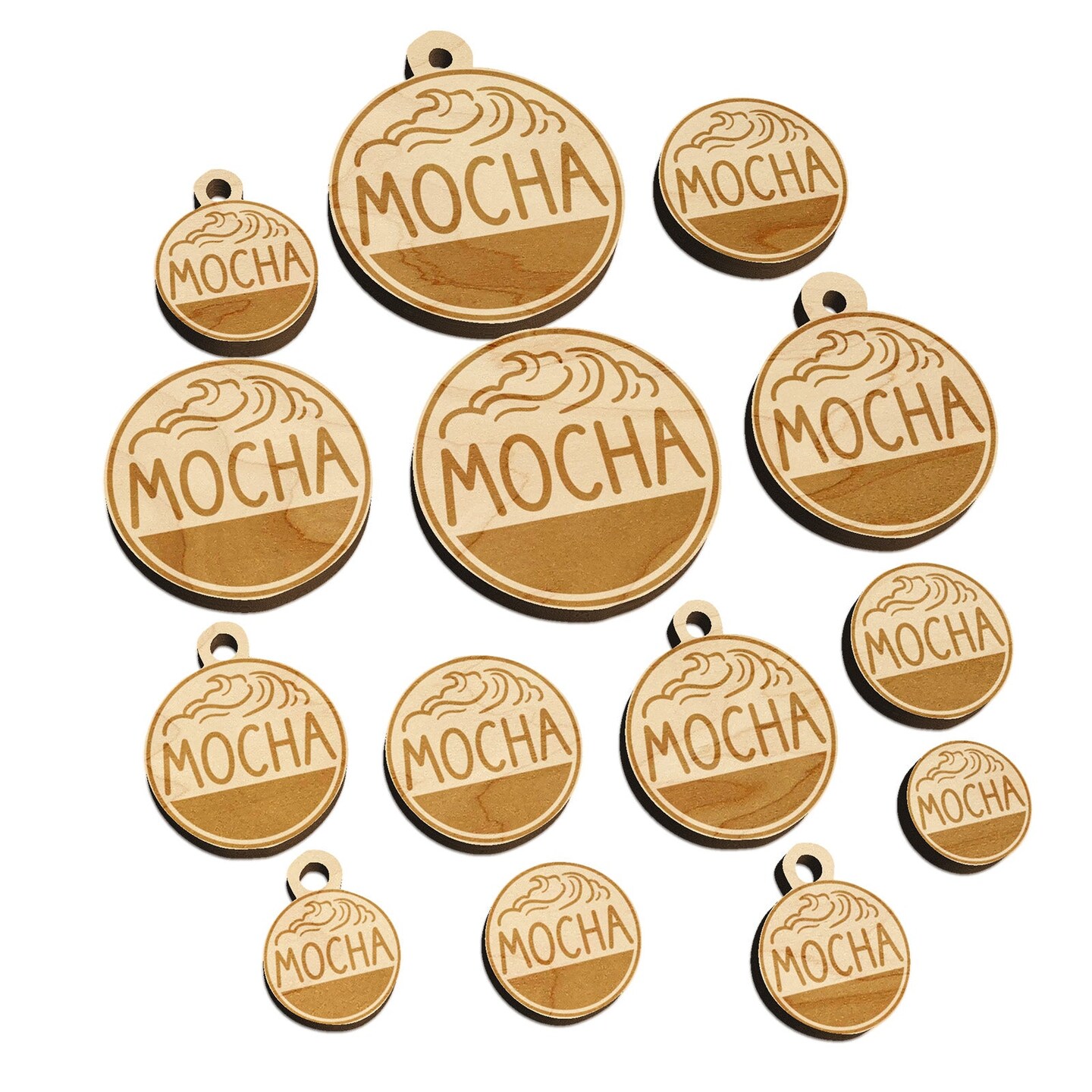 Mocha Text with Image Flavor Scent Mini Wood Shape Charms Jewelry DIY ...