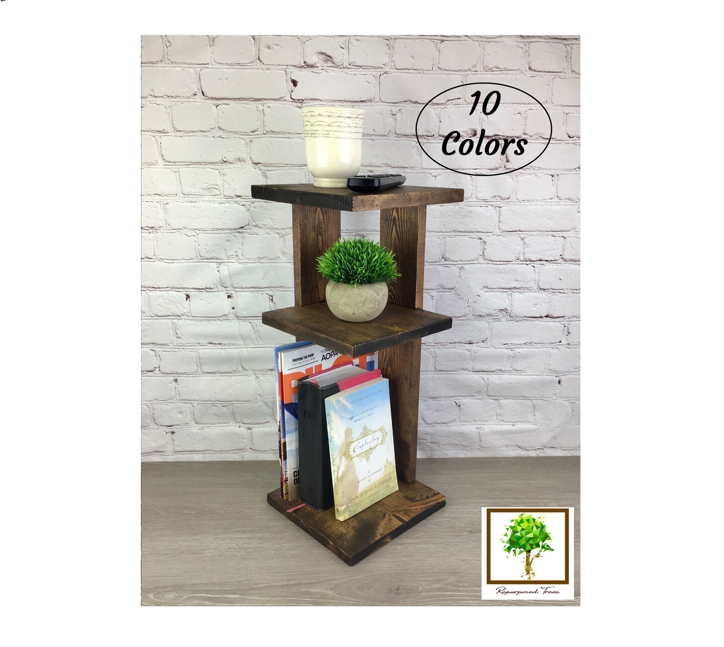 Wooden Small Side Table with Storage Shelf Classic Simplistic Tall End ...