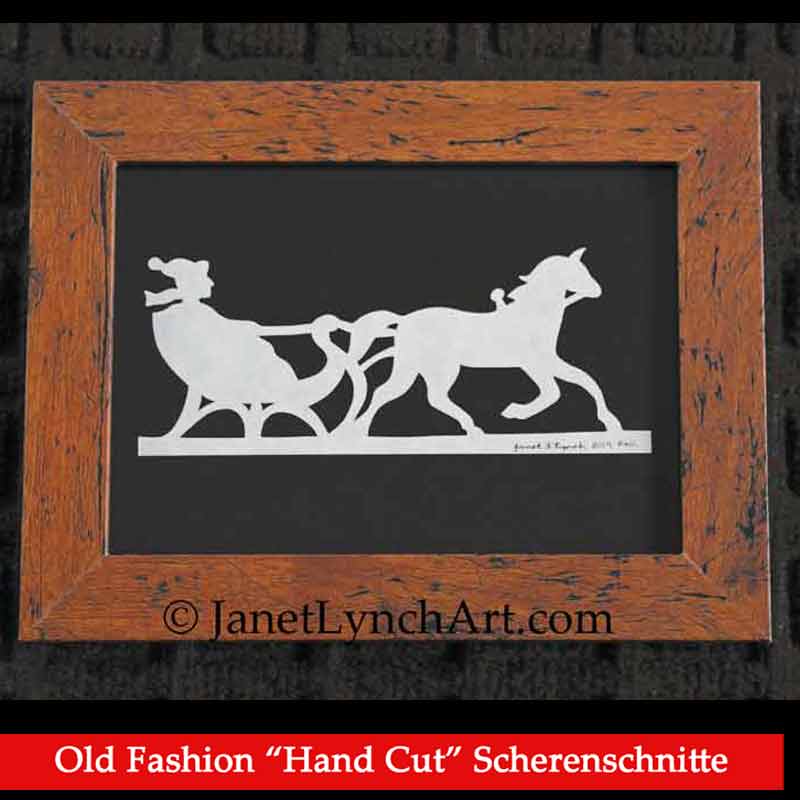 Old Fashion Scherenschnitte Hand Paper Cutting - ONE HORSE OPEN SLEIGH ...