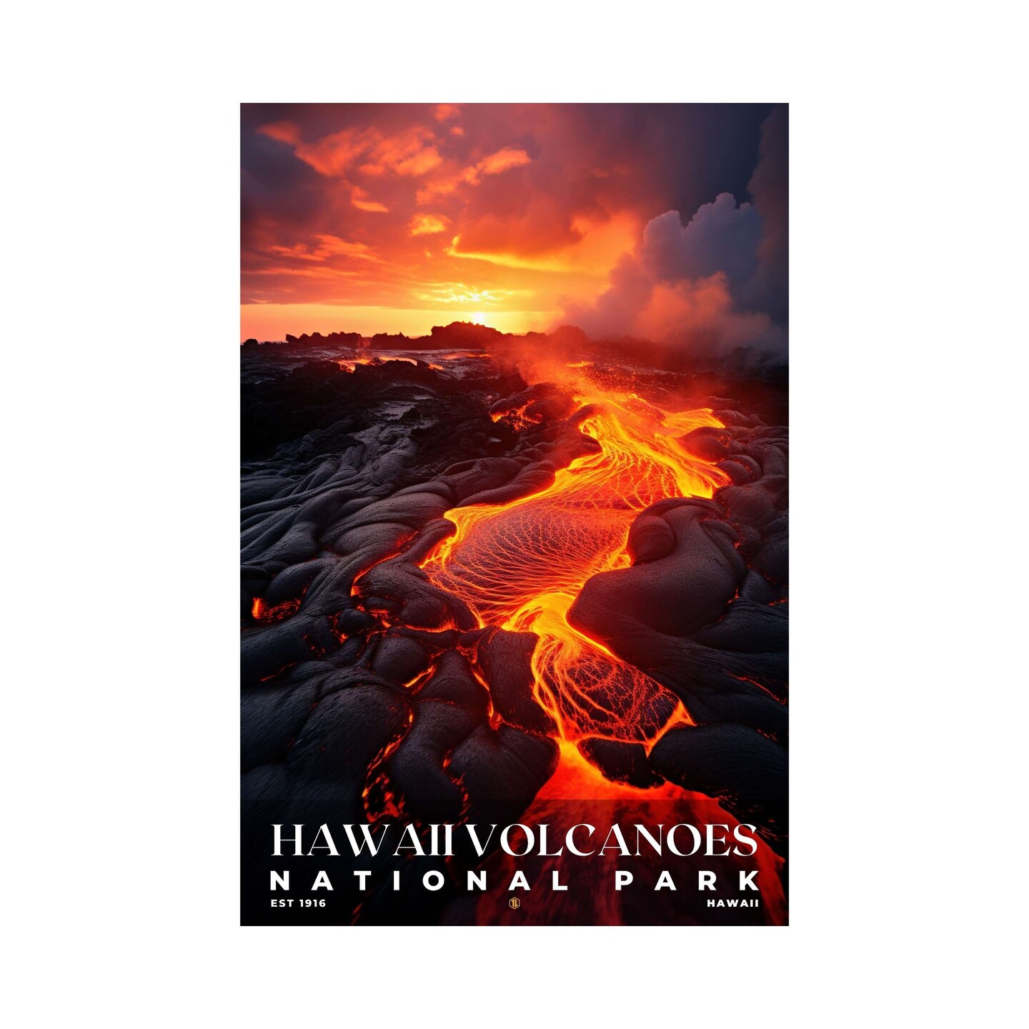 Hawaii Volcanoes National Park Poster, Travel Art, Office Poster, Home ...