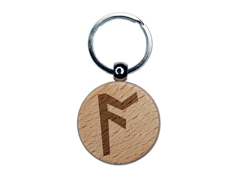 Norse Viking Dwarven Rune Letter A Engraved Wood Round Keychain Tag ...