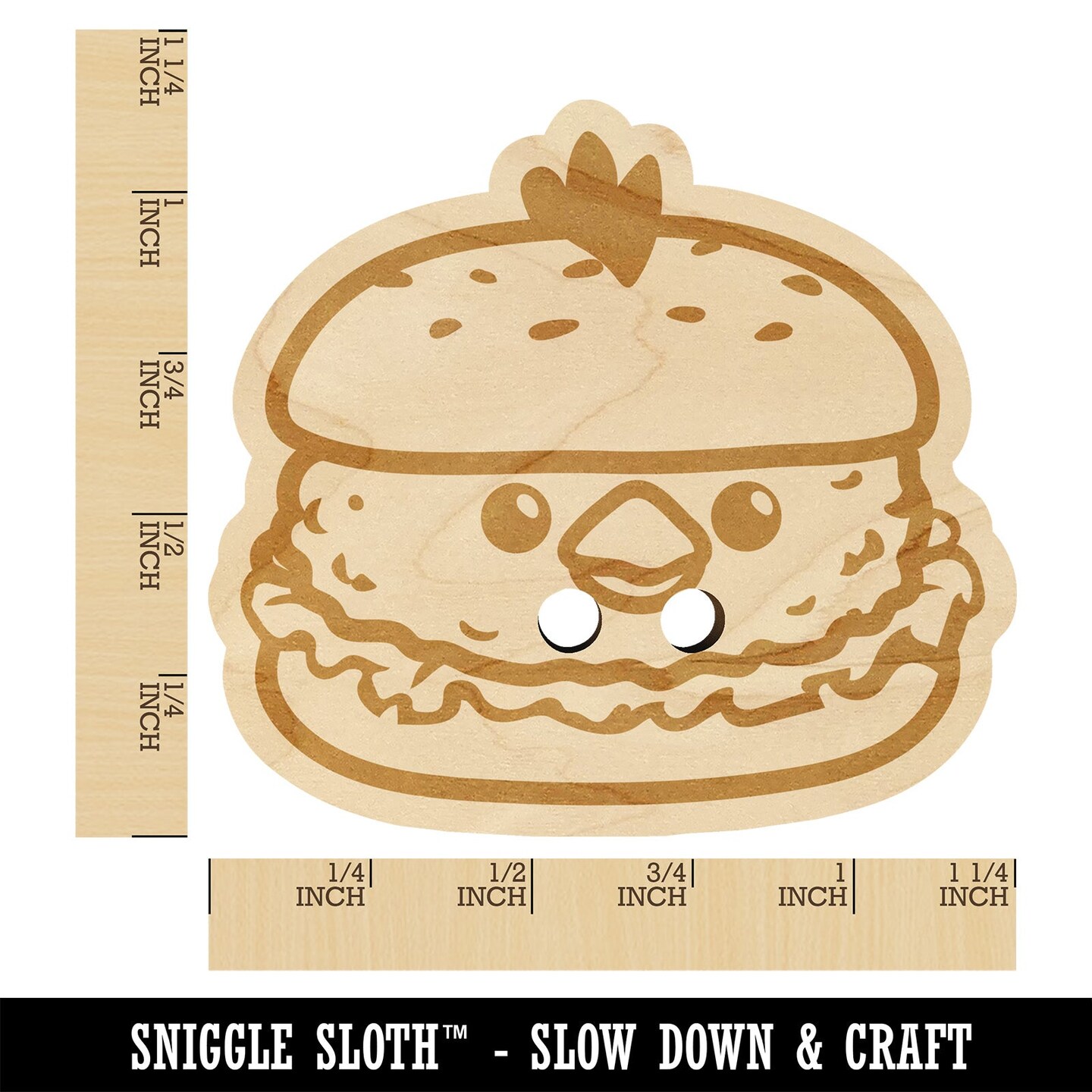 Cute Chicken Sandwich Wood Buttons for Sewing Knitting Crochet DIY ...