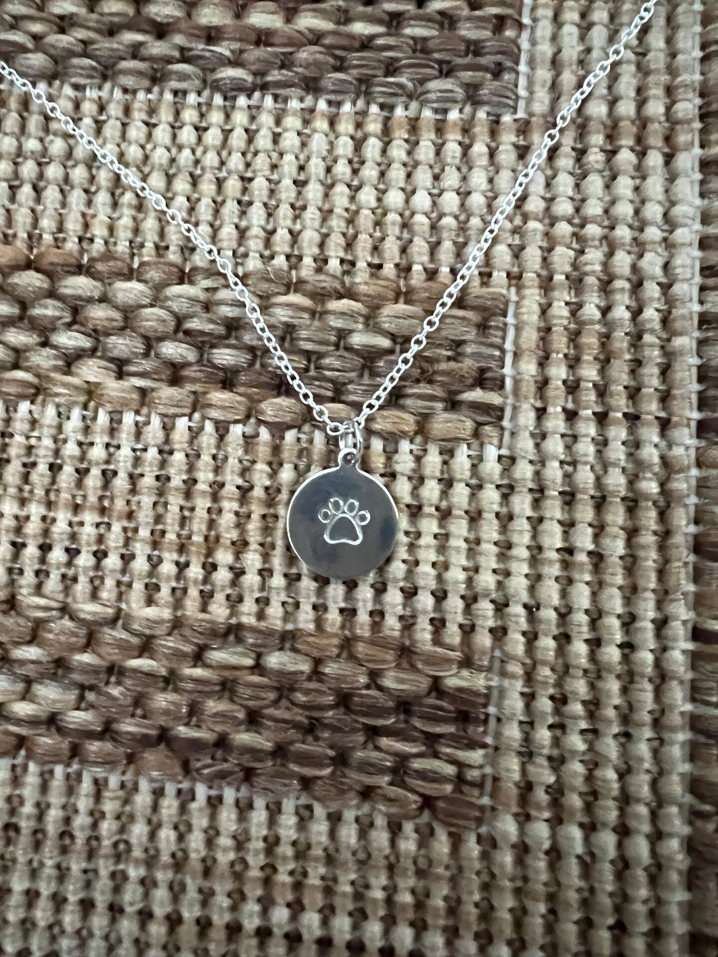 Dog Cat Paw Pet Mom Necklace Circle Coin Disc Engraved Etched Handmade ...