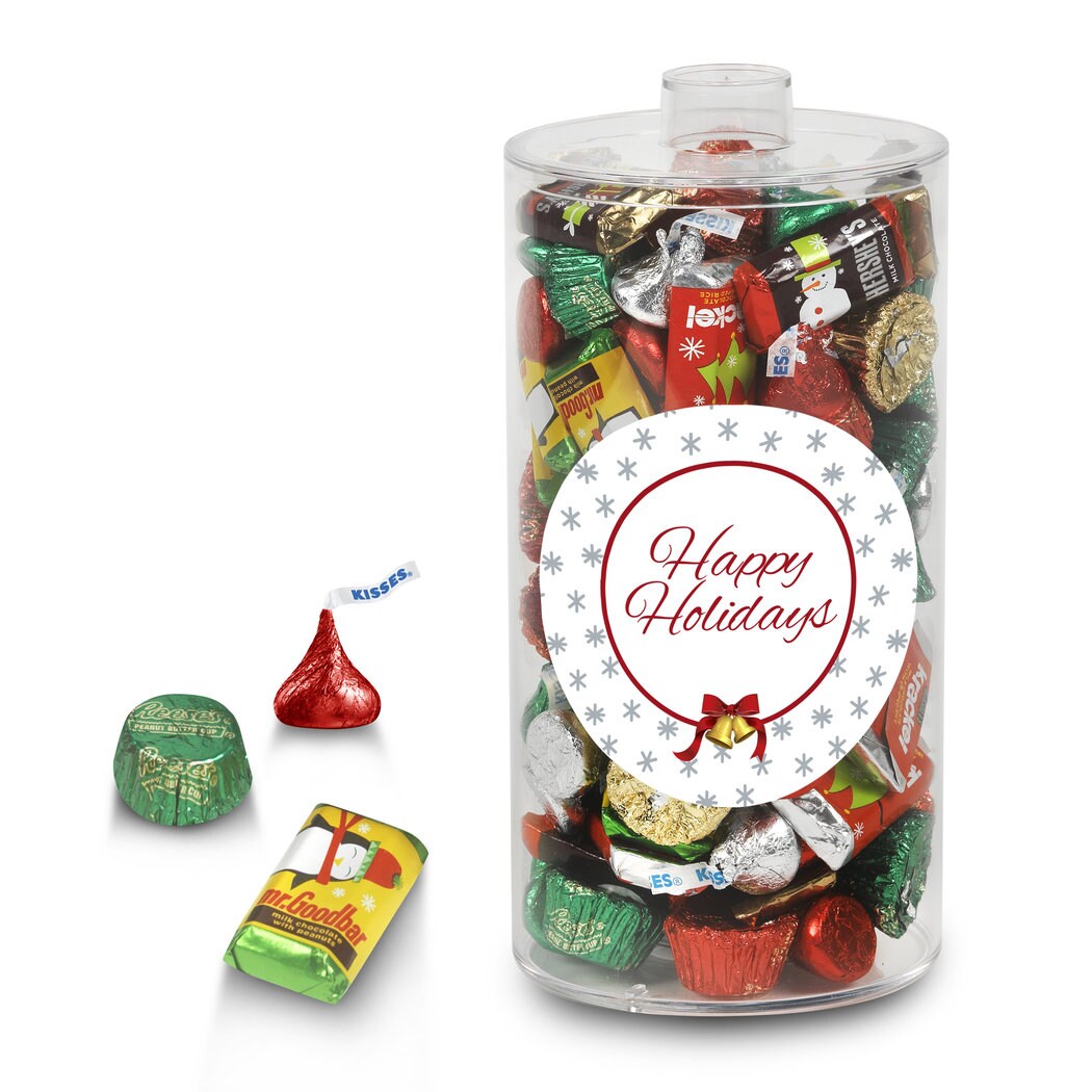 130 pcs Christmas Gift Tin with Hershey's Holiday Chocolate Candy Mix ...