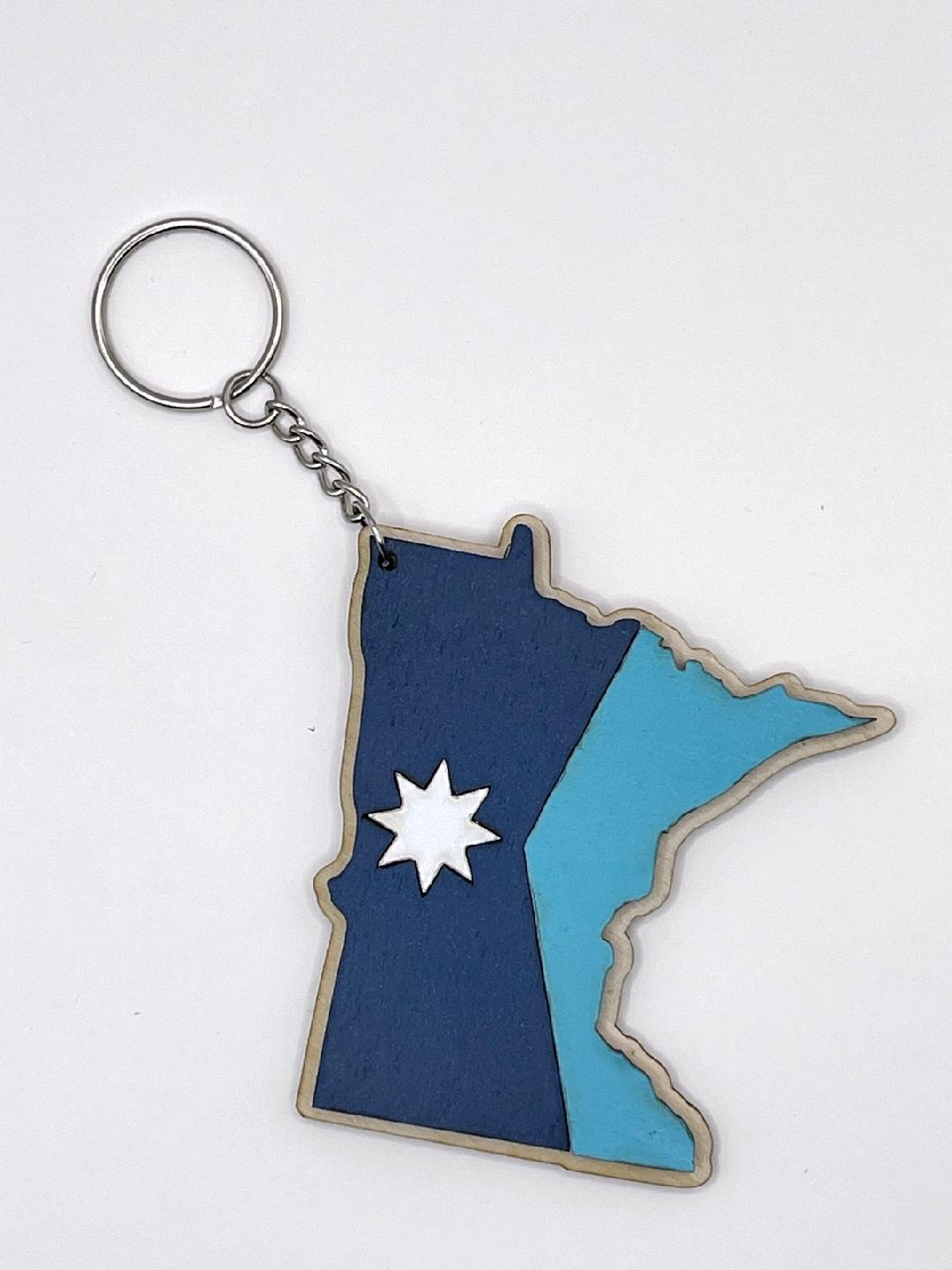Layered MN State Wood Keychain - Featuring New State Flag Design for ...