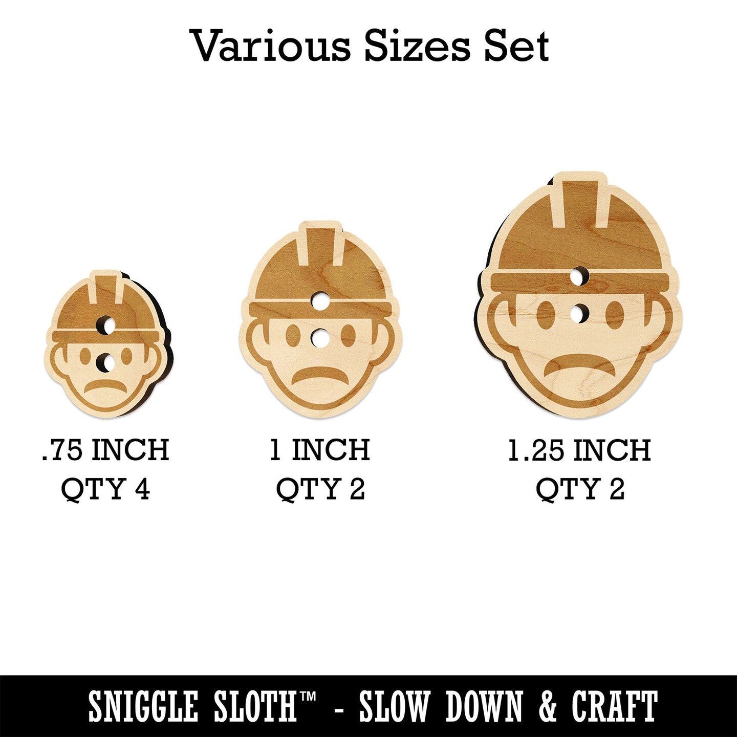 Occupation Construction Worker Builder Man Icon Wood Buttons for Sewing ...