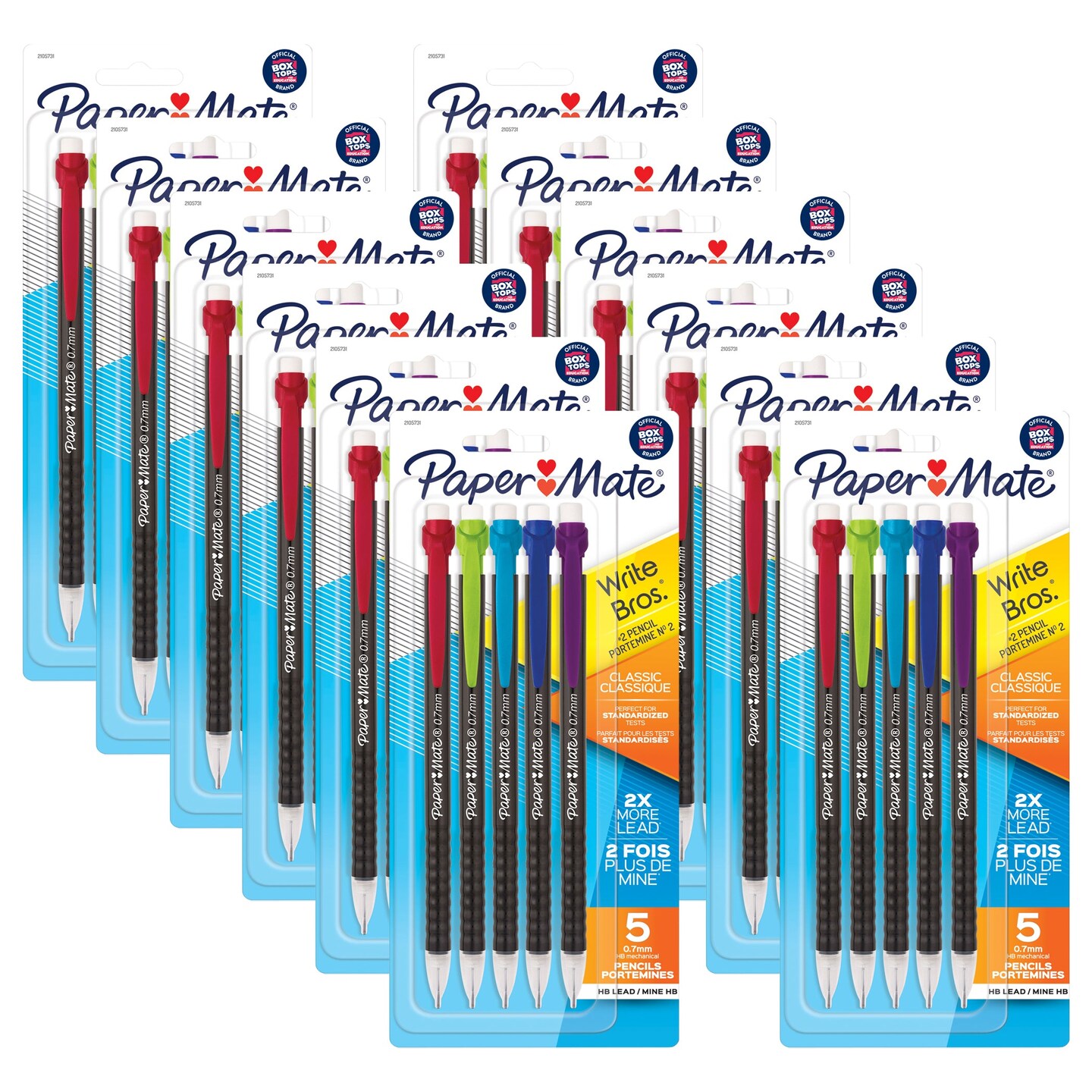 Write Bros® Mechanical Pencil, 0.7mm, Assorted, 5 Per Pack, 12 Packs ...