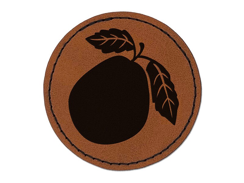 Guava Fruit Solid Round Iron-On Engraved Faux Leather Patch Applique ...