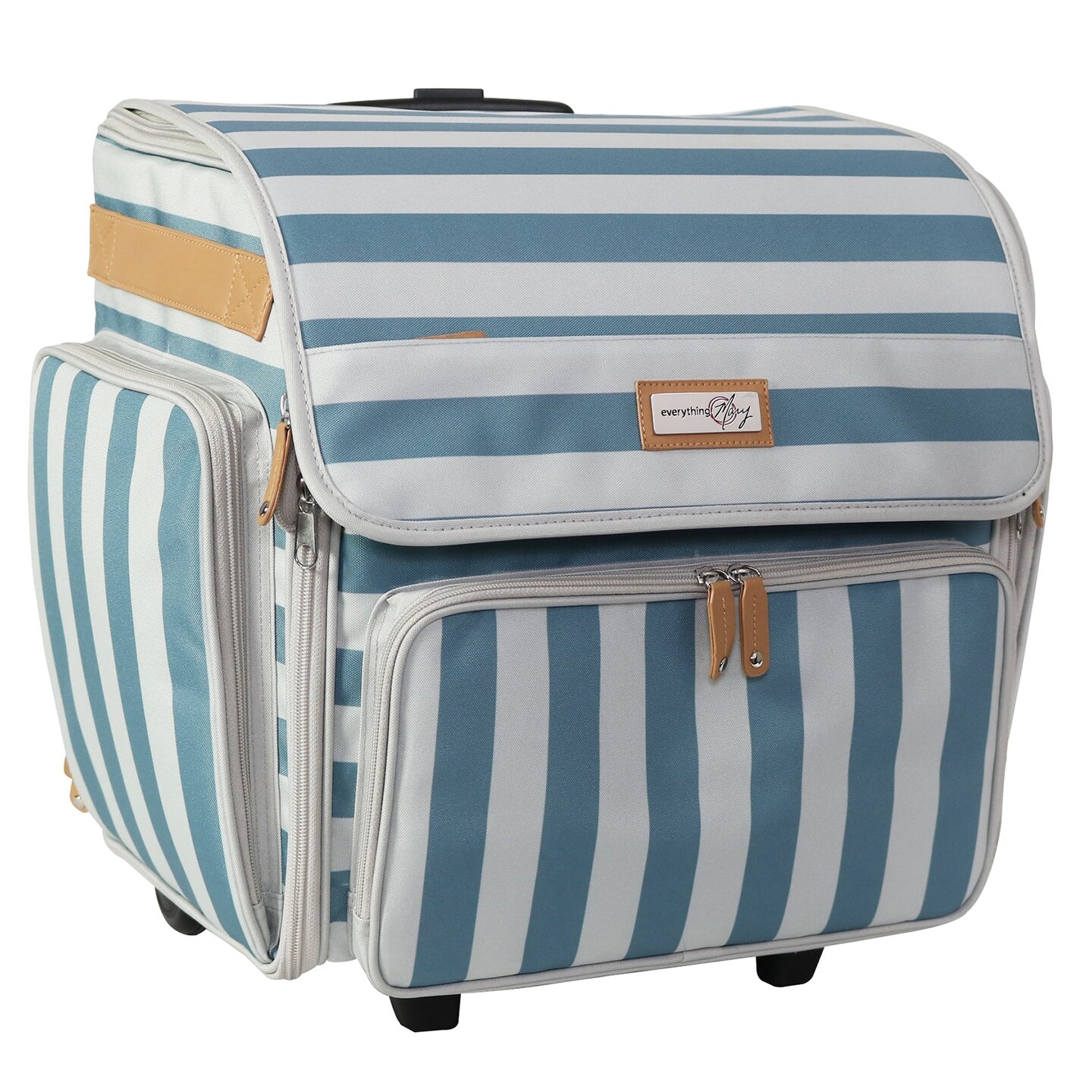 Deluxe Collapsible Rolling Scrapbook Case, Blue & White | Michaels