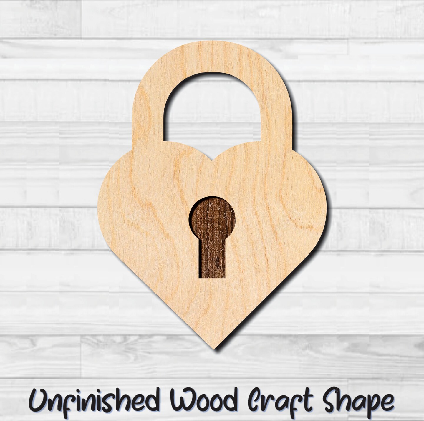 Heart Lock Padlock- Unfinished Wood Shape Blank Laser Engraved Cut Out ...