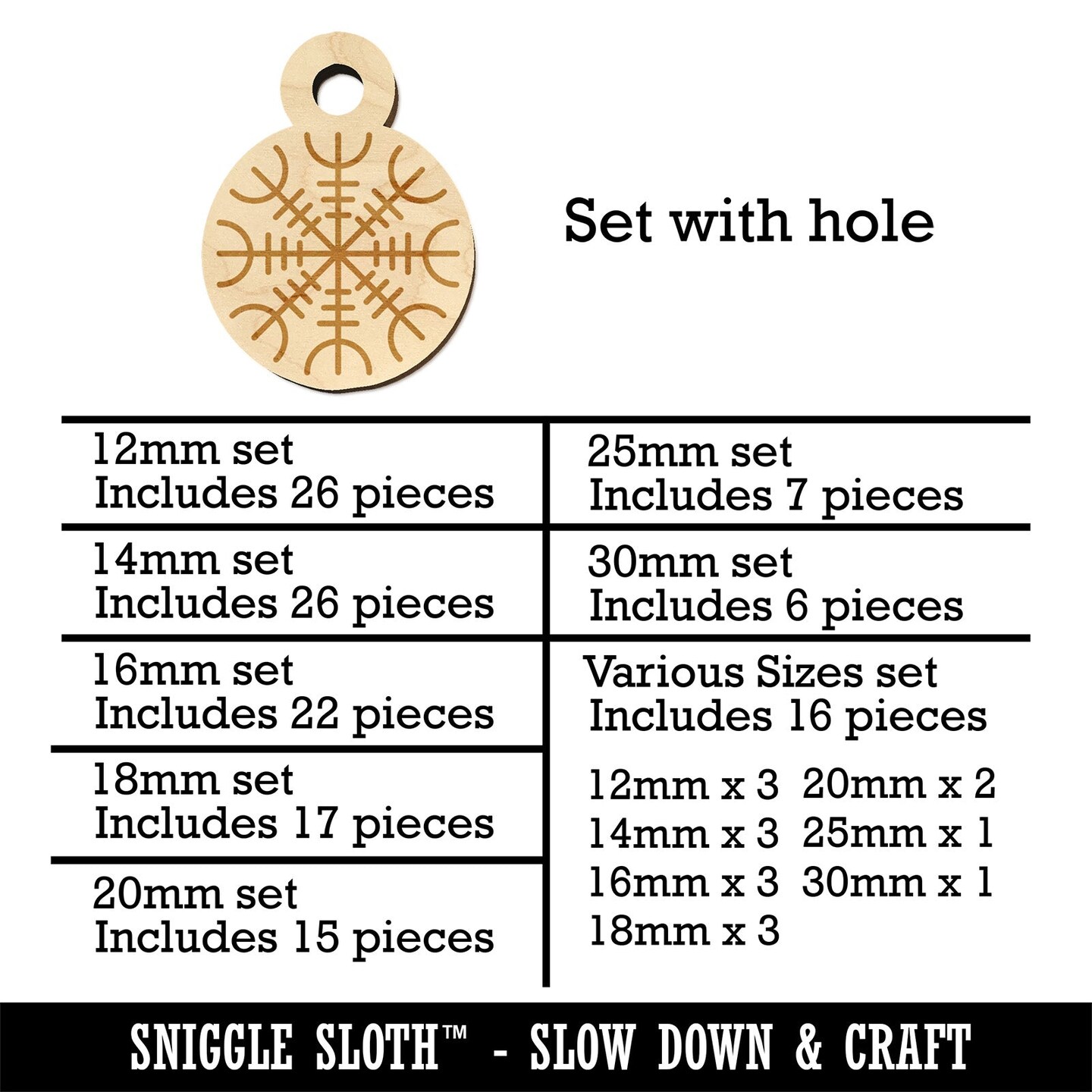 Aegishjalmur Helm of Awe Rune Viking Symbol of Protection Mini Wood ...