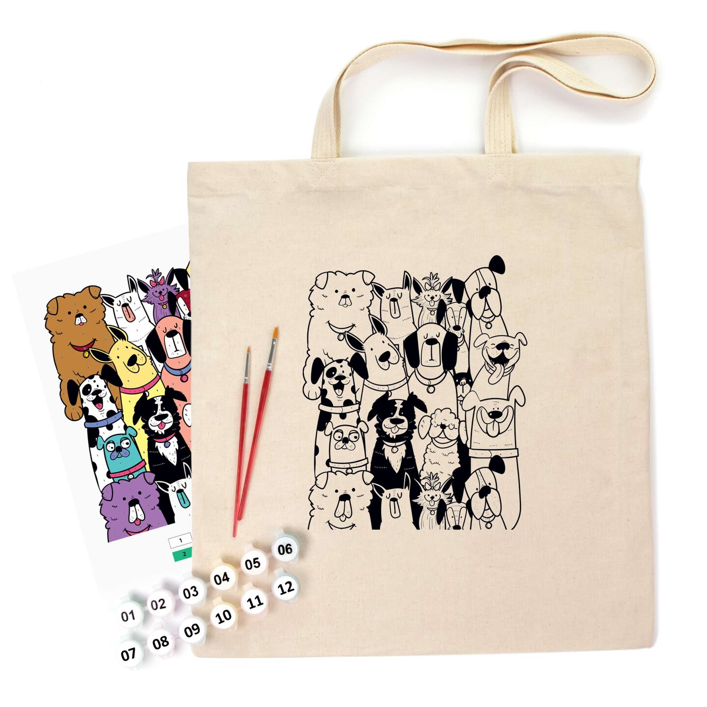 ROSATalent: Eco-Friendly Cotton Ecobag Coloring Kit – Dogs Design (220 ...