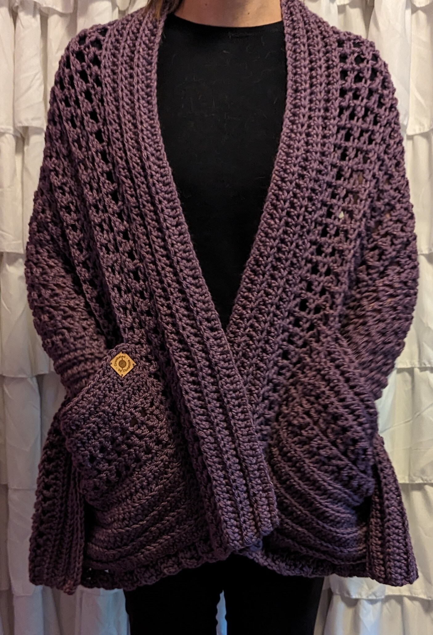 Crocheted Shawl with Pockets - Purple | MakerPlace by Michaels