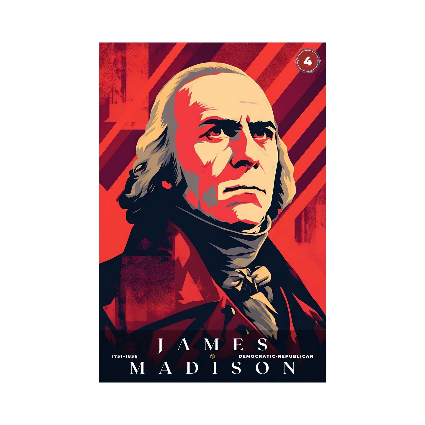 James Madison Poster, US President Print, Office Poster, Home Decor ...