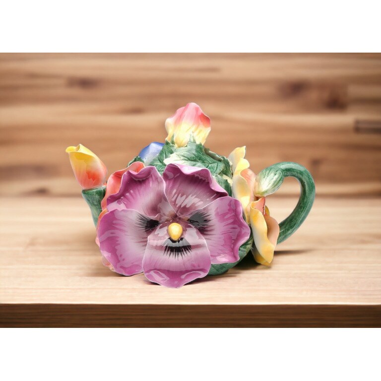 kevinsgiftshoppe Ceramic Pansy Flower Teapot Tea Party Decor Cafe Decor ...