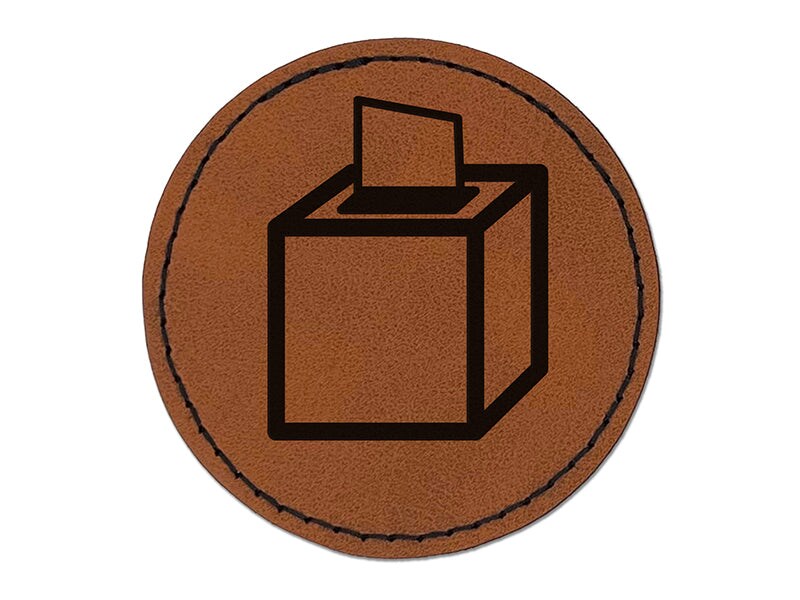 Tissue Box Round Iron-On Engraved Faux Leather Patch Applique - 2.5 ...
