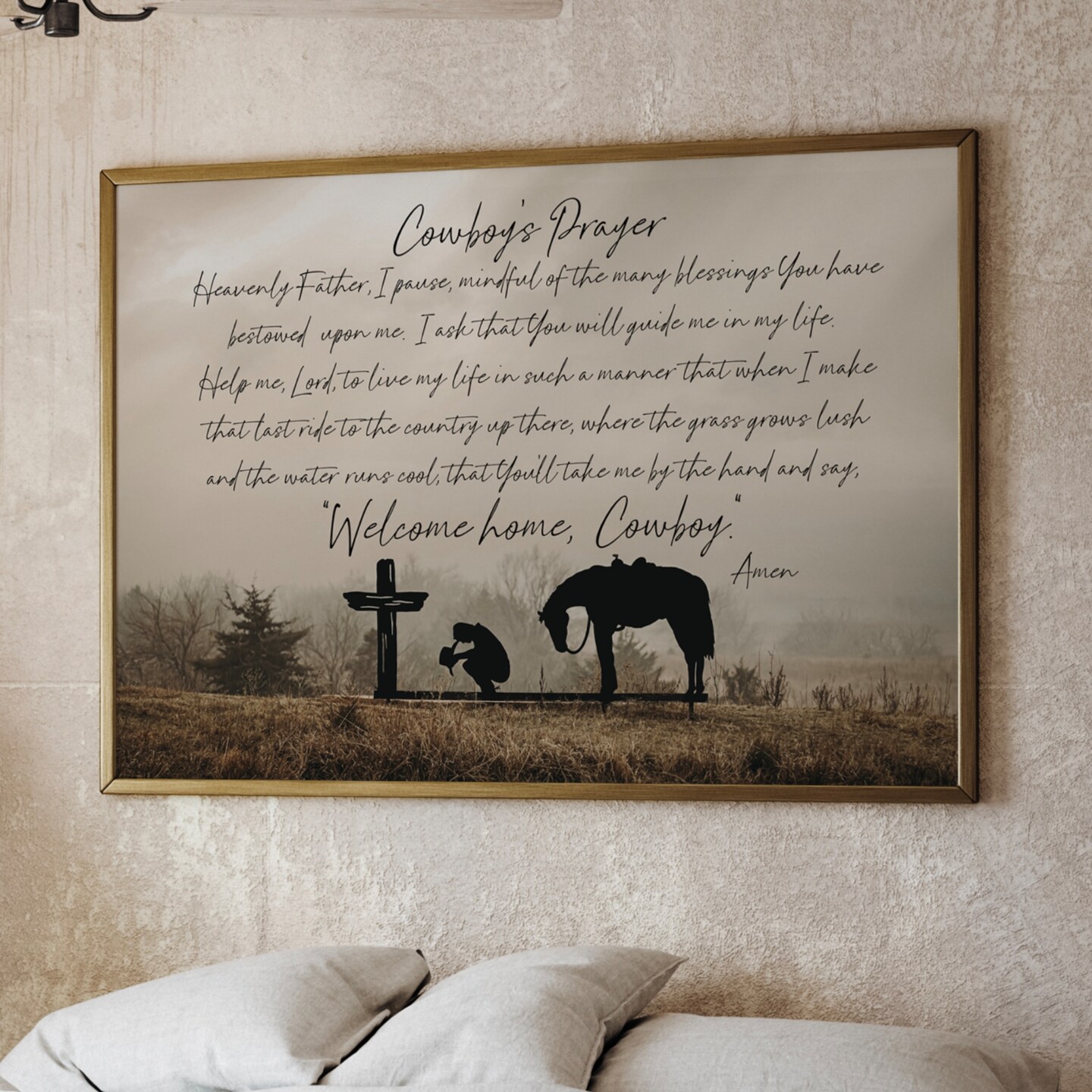 Cowboy Prayer canvas wall art, western home decor, ranch style photo ...