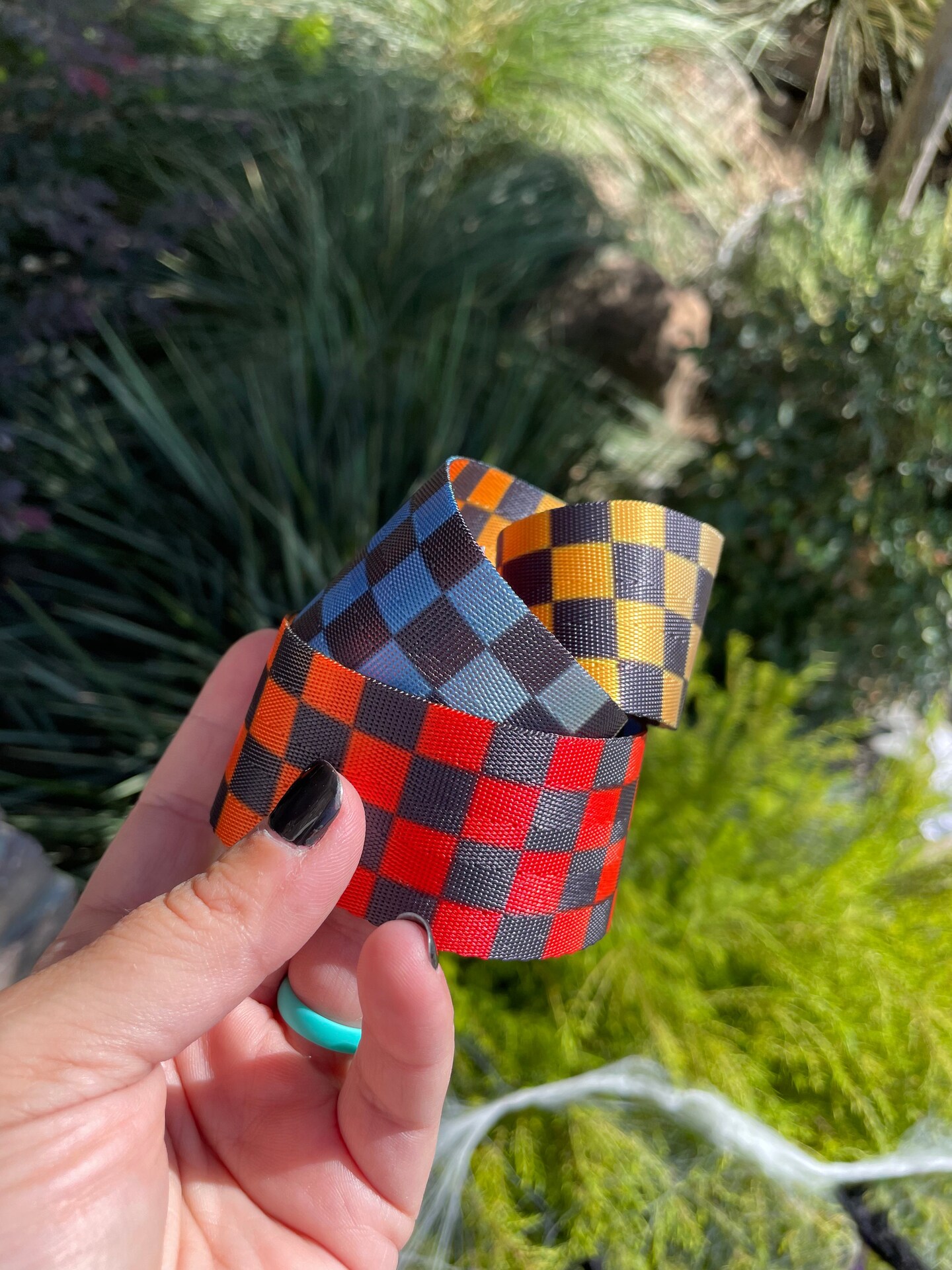 Red/Yellow/ Blue check 1.5” Seatbelt Webbing | Michaels