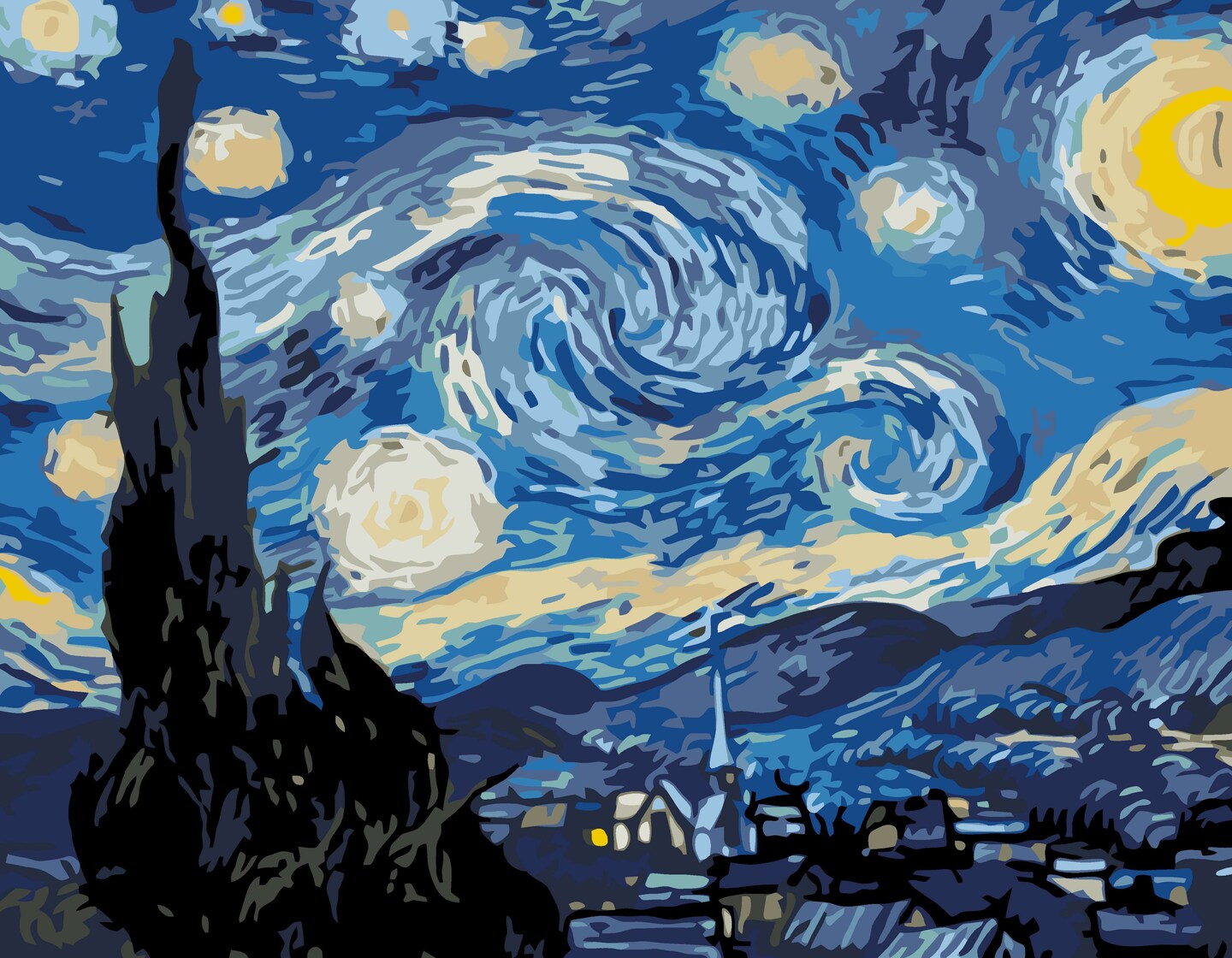 Artwille DIY Paint by Numbers for Adults and Kids, Acrylic Painting Kit - "Starry night", 13.8 x ...