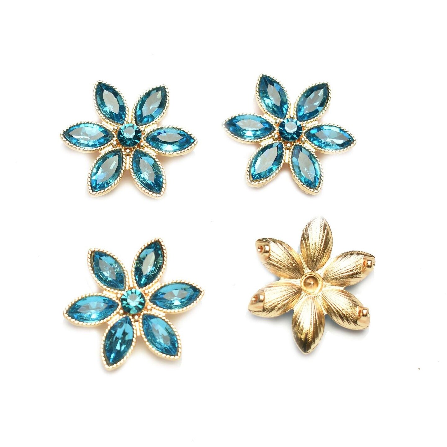 Aqua Glass & Metal Flower Slider 33mm | Michaels
