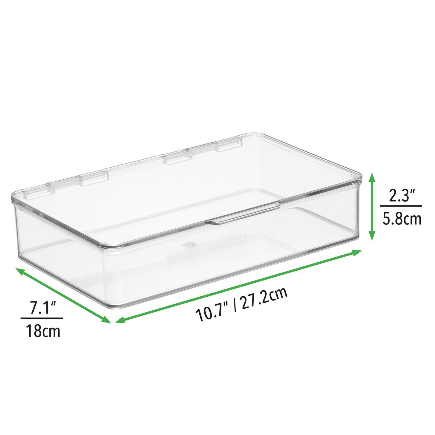 mDesign Plastic Kitchen Fridge Storage Organizer Box, Hinged Lid, 2 ...
