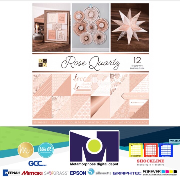 DCWV®️ ROSE QUARTZ GOLD PAPER STACK 12"X12" 12/PKG PS-005-00561 Double ...