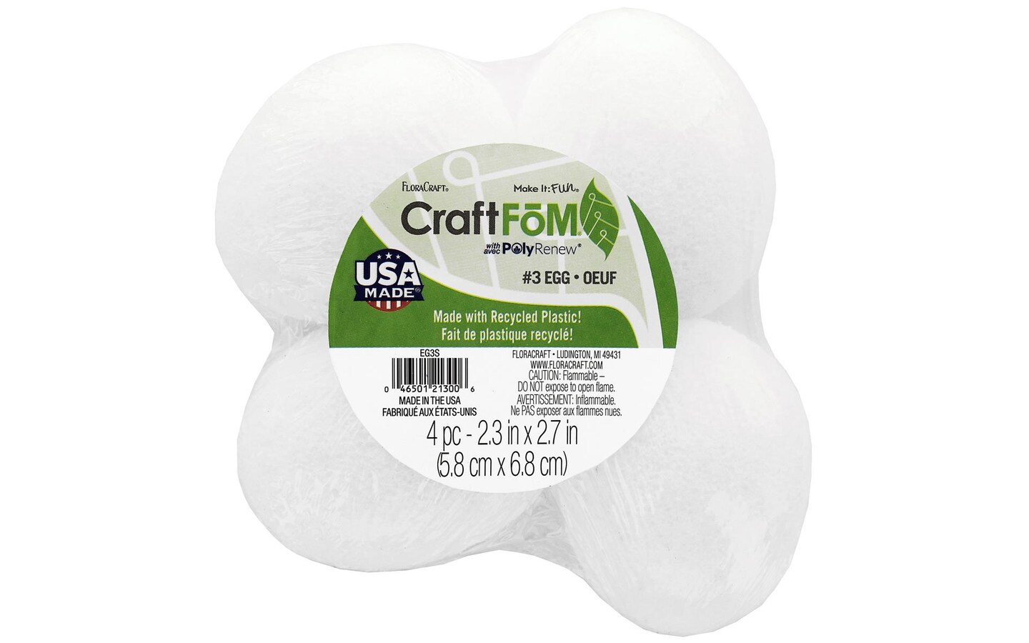 FloraCraft Foam CraftFom Egg Pkg 2.3x2.7" 4pc | Michaels