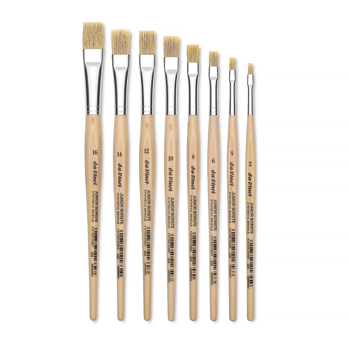 Da Vinci Junior Synthetic Bristle Brushes - Short Handle, Flat, Set of ...