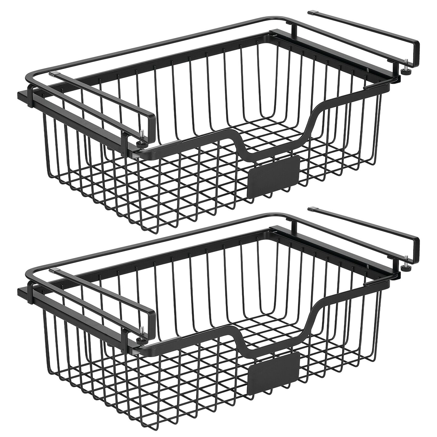 mDesign Steel Wire Undershelf Front Dip Storage Basket w/ Label - 2 ...