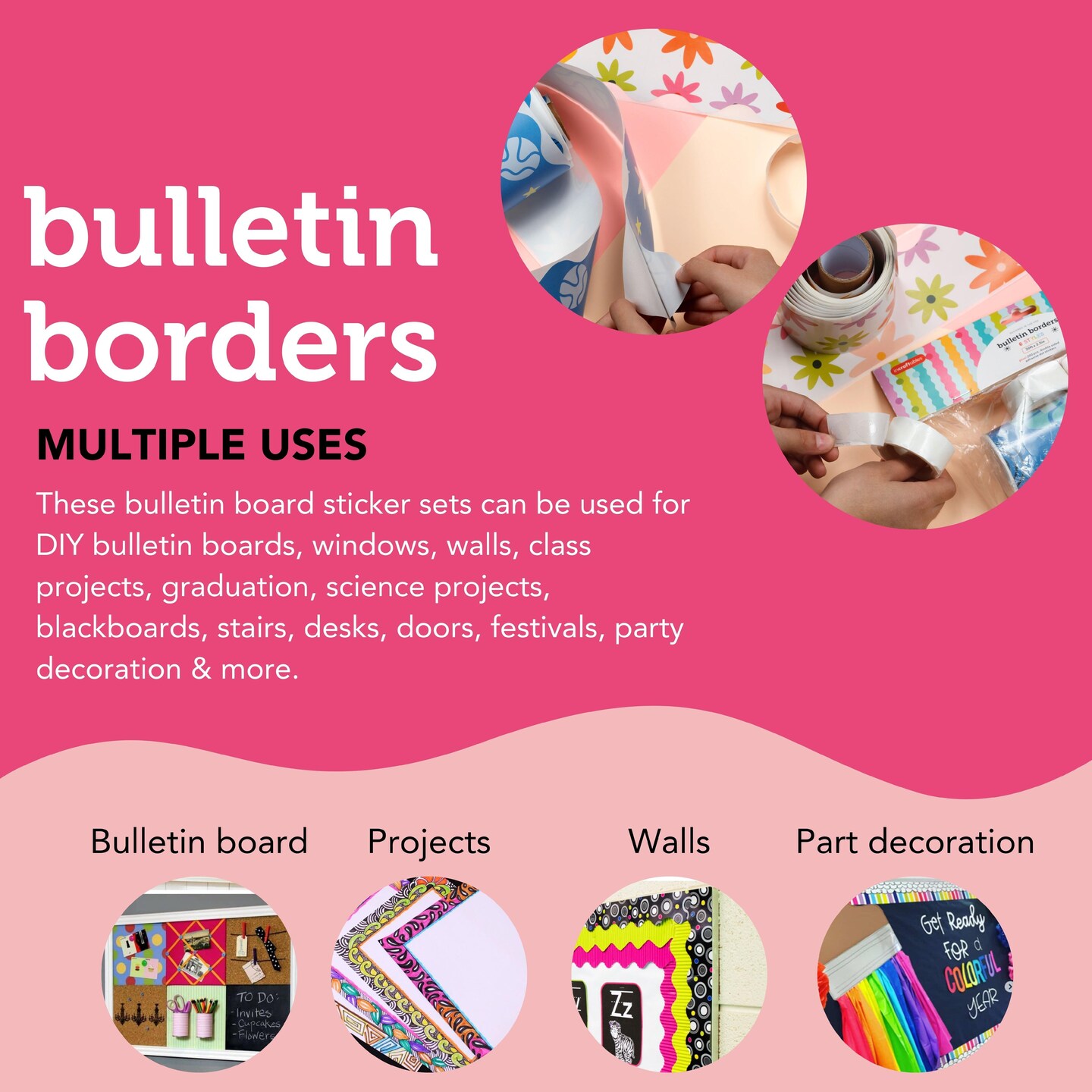 Incraftables Bulletin Board Borders 6 Rolls 120ft Scalloped Border For Bulletin Board For Diy
