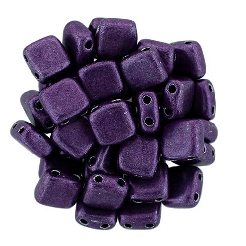 Czechmate 6mm Square Glass Czech Two Hole Tile Bead, Saturated Metallic ...